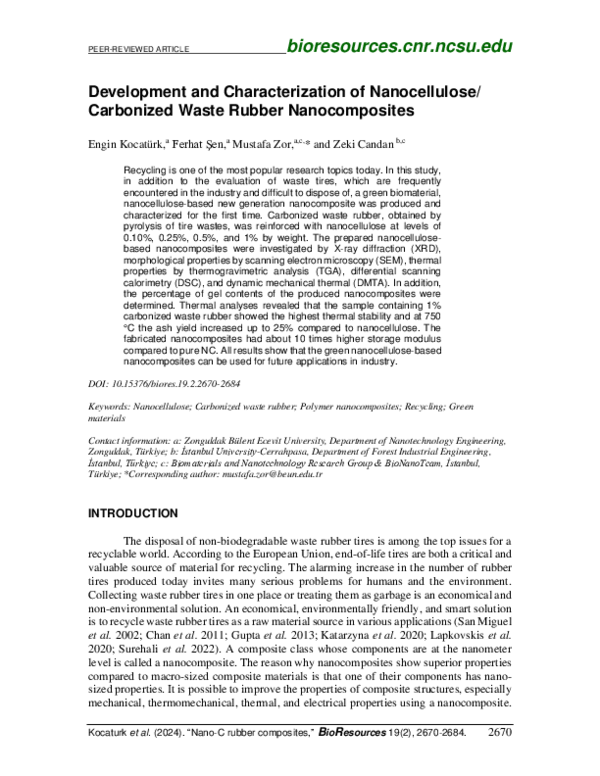 (PDF) Development and characterization of nanocellulose/ carbonized ...