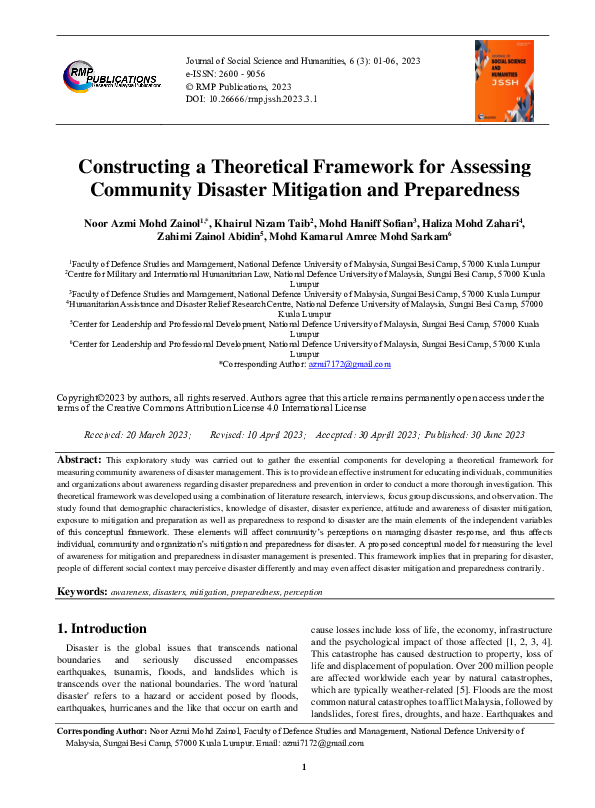 (PDF) Constructing a Theoretical Framework for Assessing Community Disaster Mitigation and ...