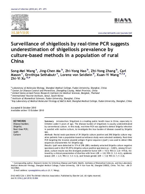 (PDF) Surveillance of shigellosis by real-time PCR suggests ...