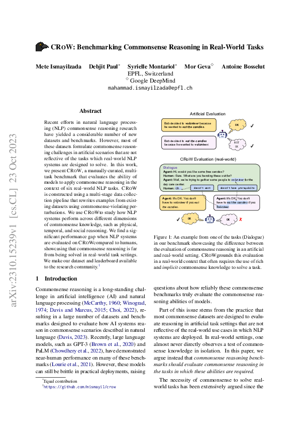 (PDF) CRoW: Benchmarking Commonsense Reasoning in Real-World Tasks