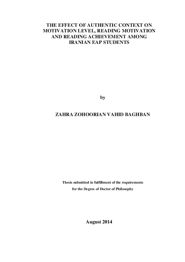 (PDF) The Effect of Authentic Context on Motivation Level