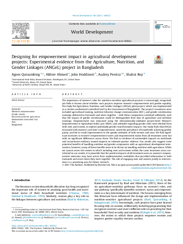 (PDF) Designing for empowerment impact in agricultural development ...