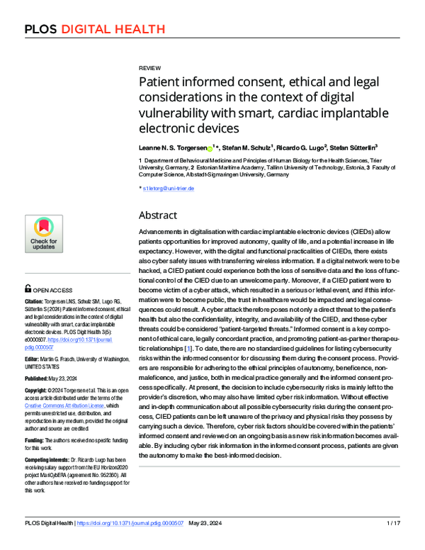 Pdf Patient Informed Consent Ethical And Legal Considerations In The Context Of Digital