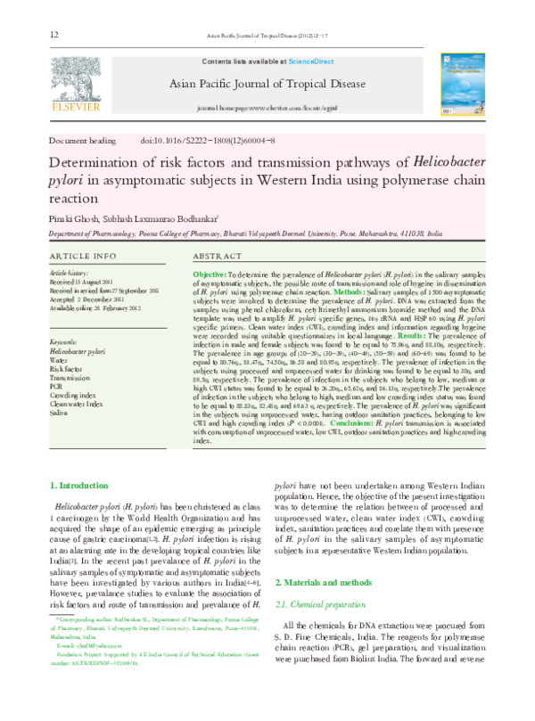 (PDF) Determination of risk factors and transmission pathways of ...