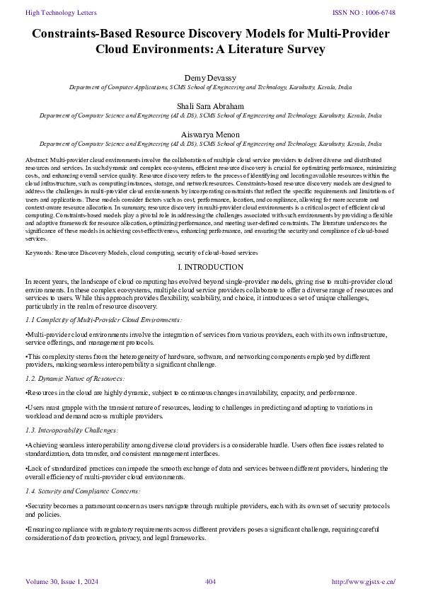 (PDF) Constraints-Based Resource Discovery Models for Multi-Provider Cloud Environments: A ...