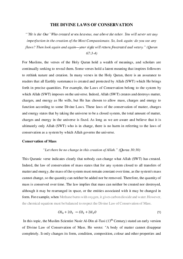 (PDF) THE DIVINE LAWS OF CONSERVATION