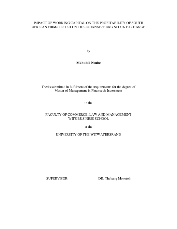 (PDF) at the UNIVERSITY OF THE WITWATERSRAND | Mkhululi Ncube ...