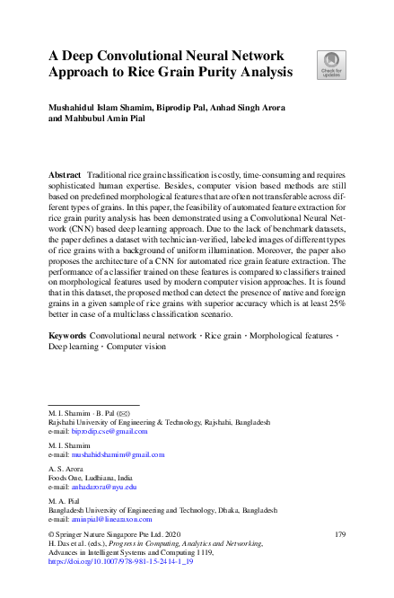 (PDF) A Deep Convolutional Neural Network Approach to Rice Grain Purity Analysis
