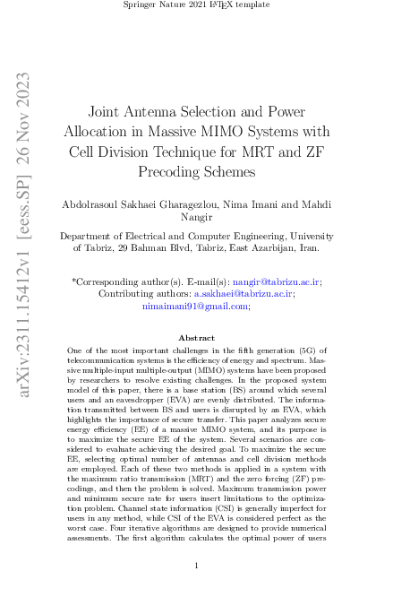 (PDF) Joint Antenna Selection and Power Allocation in Massive MIMO Systems with Cell Division ...
