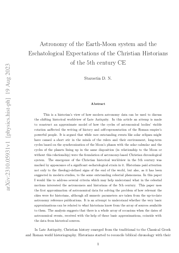 (PDF) Astronomy of the Earth-Moon system and the Eschatological ...
