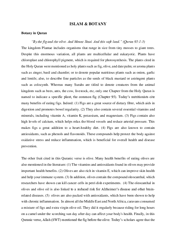 (PDF) ISLAM & BOTANY