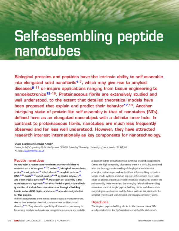 (PDF) Self-assembling peptide nanotubes
