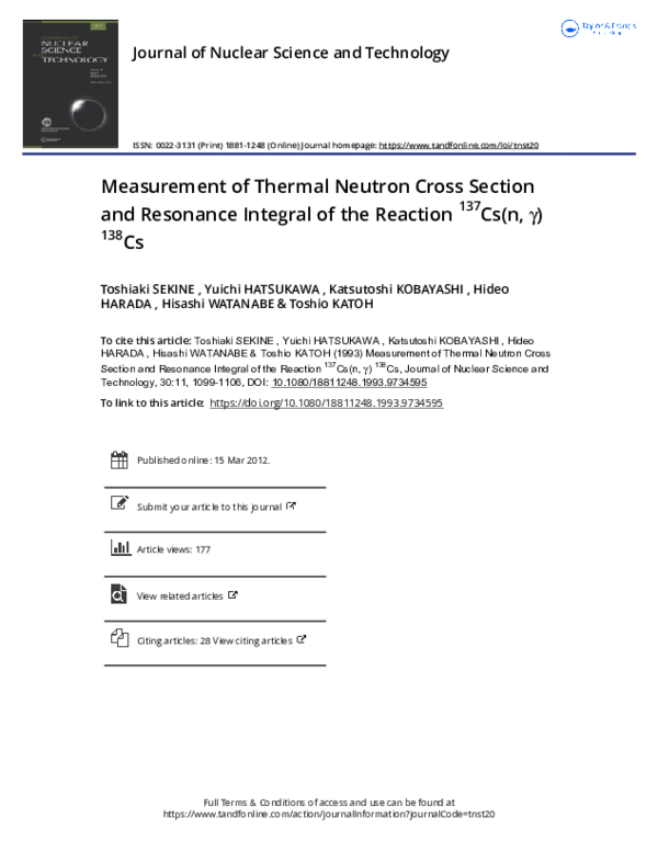 (PDF) Measurement of Thermal Neutron Cross-Section and Resonance ...