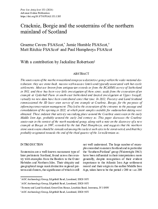 (PDF) Cracknie, Borgie and the souterrains of the northern mainland of ...
