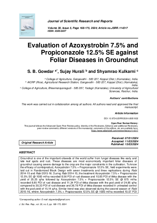 (PDF) Evaluation of Azoxystrobin 7.5% and Propiconazole 12.5% SE against Foliar Diseases in ...
