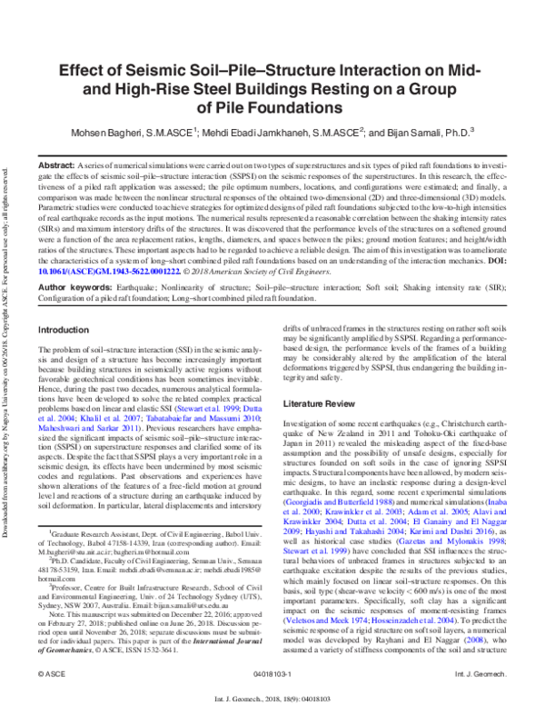(PDF) Effect of Seismic Soil-Pile-Structure Interaction on Midand High-Rise Steel Buildings ...