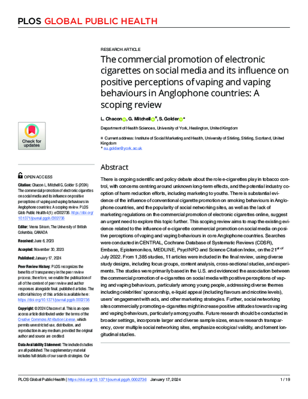 (PDF) The commercial promotion of electronic cigarettes on social media ...