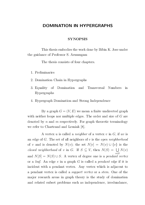 (PDF) Domination in hypergraphs