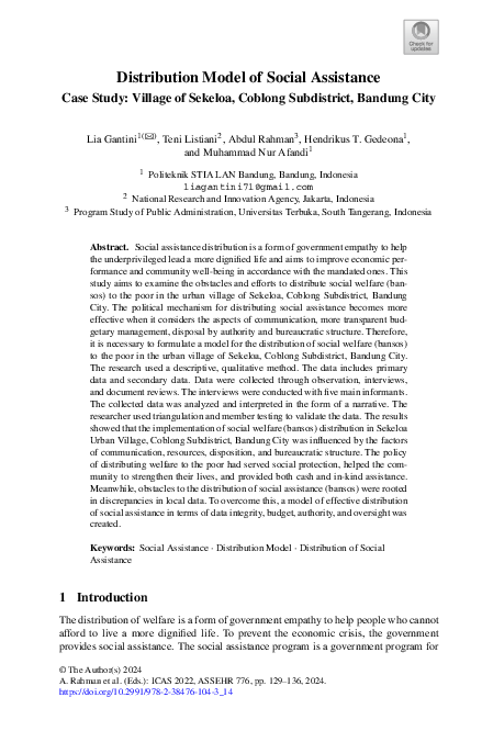 (PDF) Distribution Model of Social Assistance
