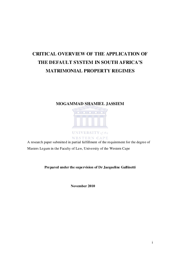 (PDF) Critical overview of the application of the default system in ...
