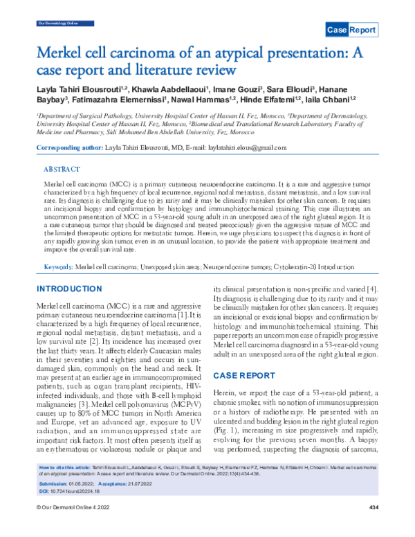 (PDF) Merkel cell carcinoma of an atypical presentation: A case report ...