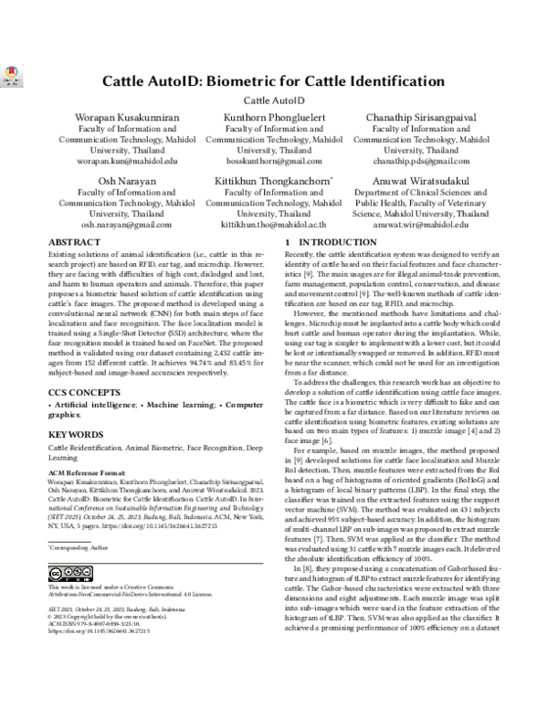 (PDF) Cattle AutoID: Biometric for Cattle Identification: Cattle AutoID