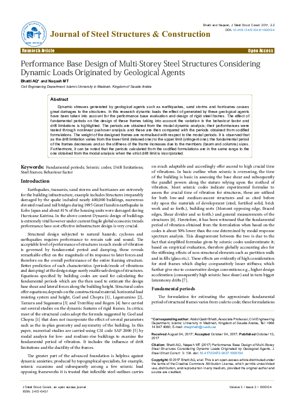 (PDF) Performance Base Design of Multi-Storey Steel Structures Considering Dynamic Loads ...