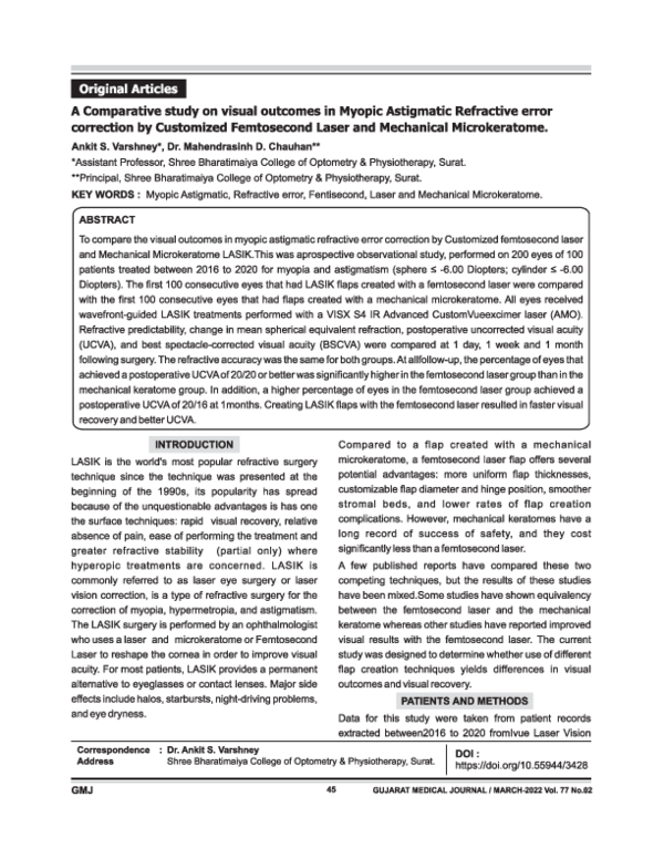 (PDF) A COMPARATIVE STUDY ON VISUAL OUTCOMES IN MYOPIC ASTIGMATIC ...