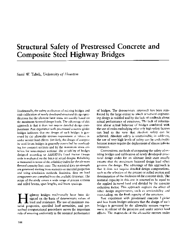 (PDF) Structural Safety of Prestressed Concrete and Composite Steel Highway Bridges