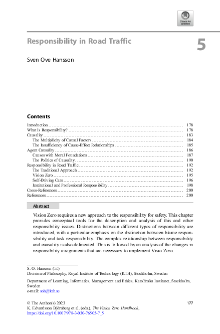 (PDF) Responsibility in Road Traffic