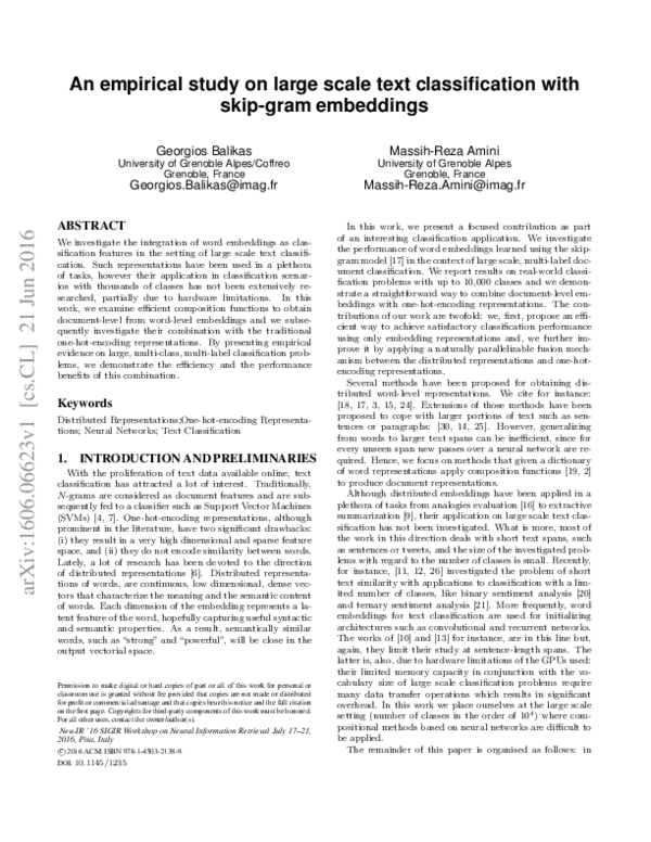 (PDF) An empirical study on large scale text classification with skip ...