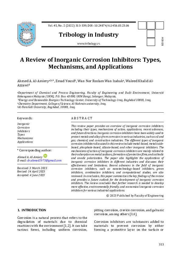 (PDF) A Review of Inorganic Corrosion Inhibitors: Types, Mechanisms ...