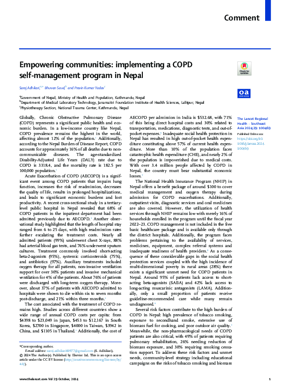 (PDF) Empowering communities: implementing a COPD self-management program in Nepal