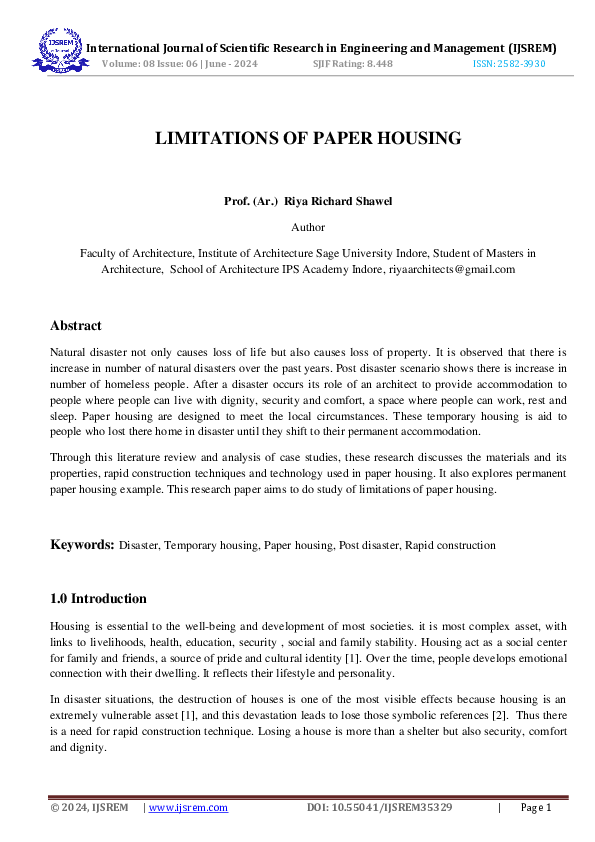 (PDF) Limitations of Paper Housing