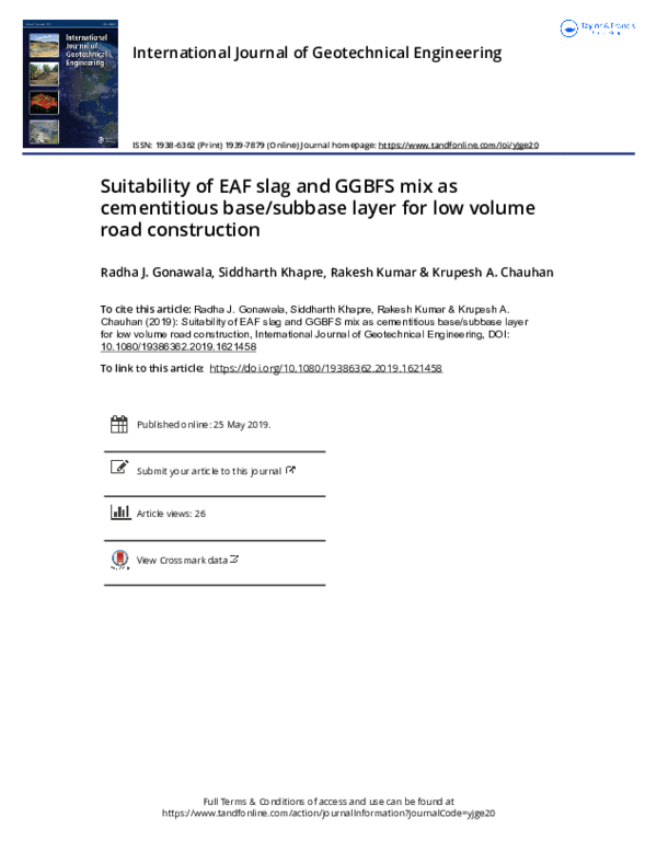 (PDF) Suitability of EAF slag and GGBFS mix as cementitious base ...
