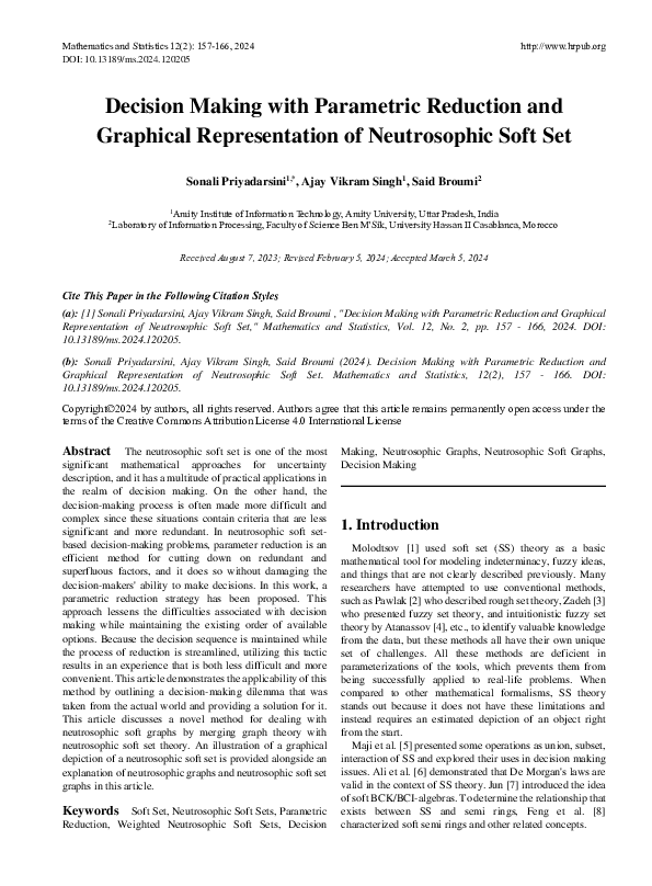 (PDF) Decision Making with Parametric Reduction and Graphical Representation of Neutrosophic ...