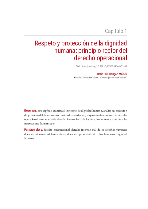 (PDF) Respeto y protección de la dignidad humana: principio rector del derecho operacional