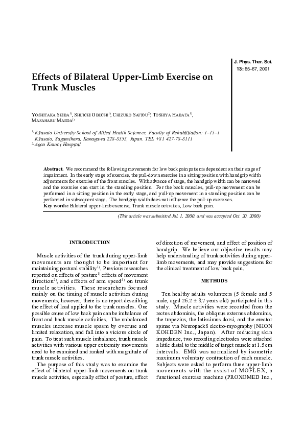 (PDF) Effects of Bilateral Upper-Limb Exercise on Trunk Muscles ...