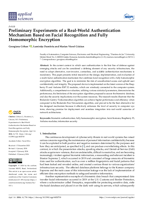 (PDF) Preliminary Experiments of a Real-World Authentication Mechanism Based on Facial ...