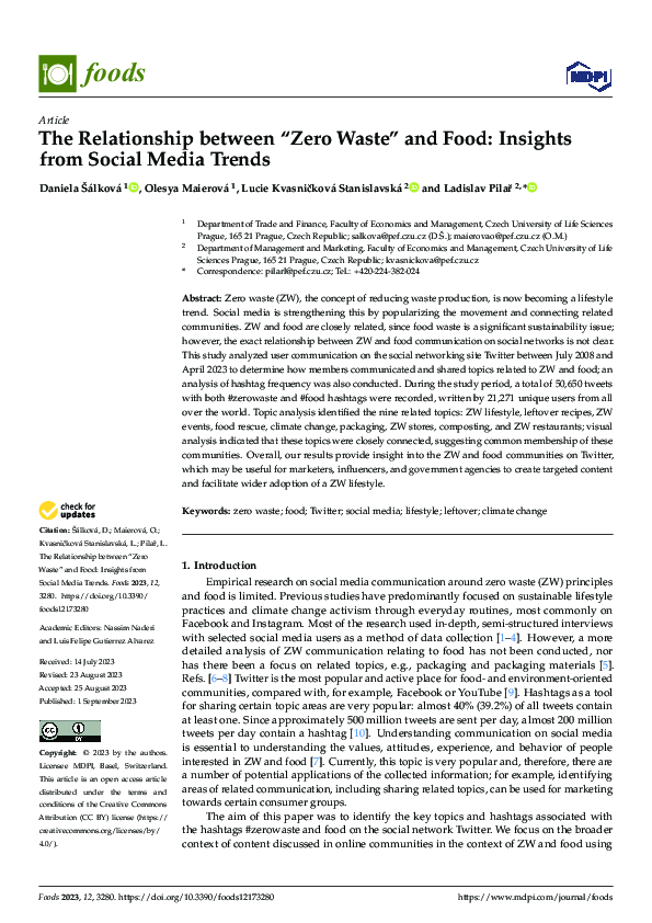 (PDF) The Relationship between “Zero Waste” and Food: Insights from ...