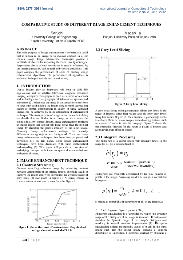 (PDF) Comparative Study of Different Image Enhancement Techniques