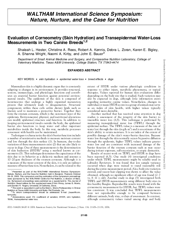 (PDF) Evaluation of Corneometry (Skin Hydration) and Transepidermal ...
