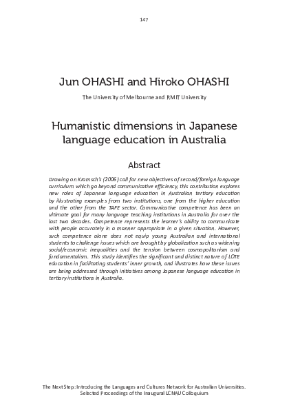 (PDF) Humanistic dimensions in Japanese language education in Australia