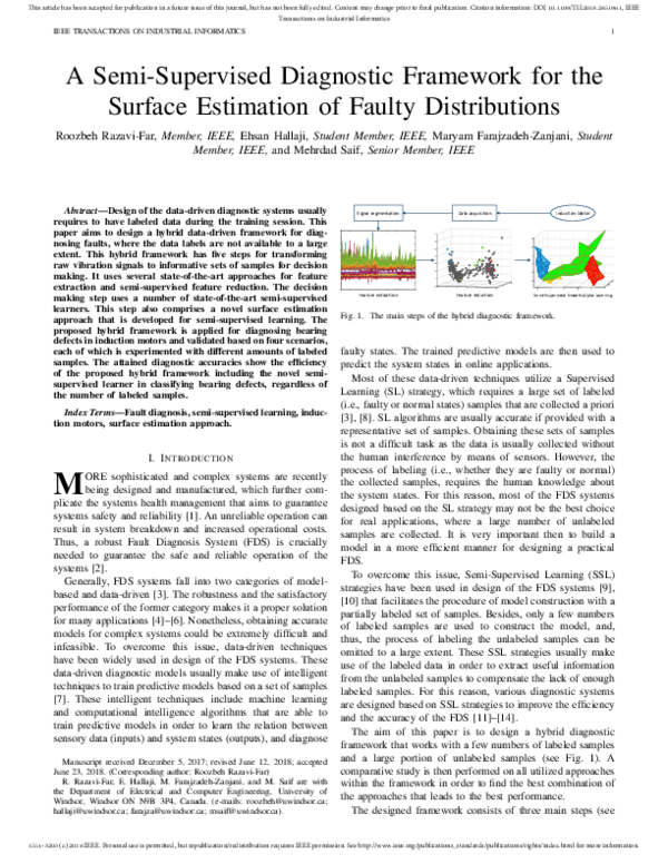 (PDF) A Semi-Supervised Diagnostic Framework Based on the Surface Estimation of Faulty Distributions
