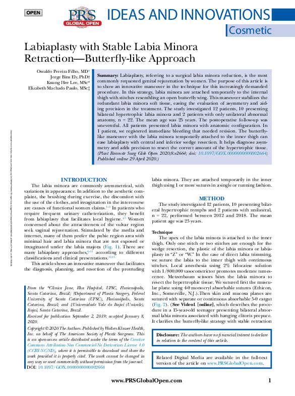 (PDF) Labiaplasty with Stable Labia Minora Retraction—Butterfly-like ...
