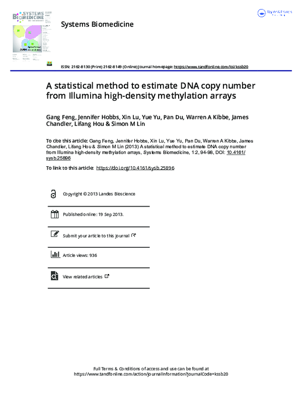 (PDF) A statistical method to estimate DNA copy number from Illumina ...