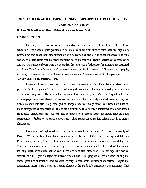 (DOC) Continuous & comprehensive evaluation