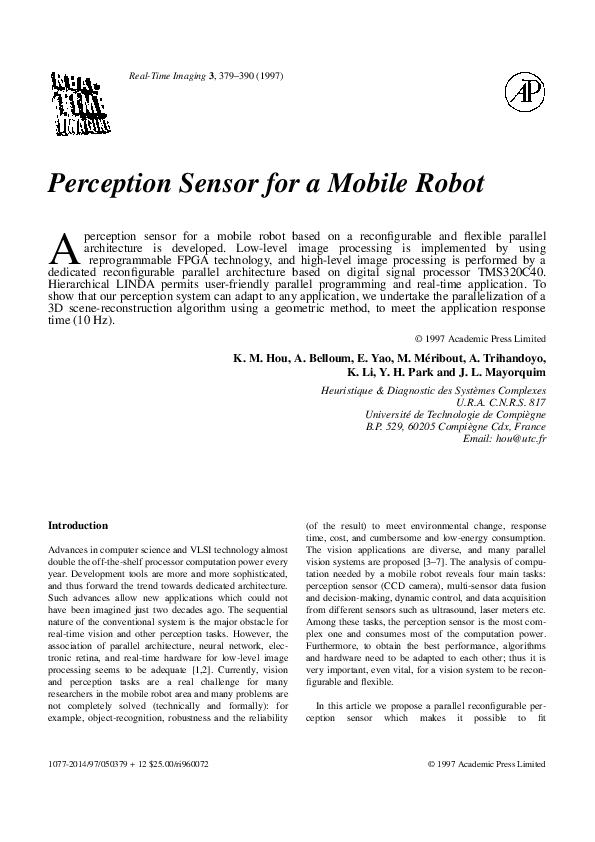 (PDF) Perception Sensor for a Mobile Robot