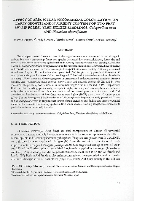 (PDF) Effect of Arbuscular Mycorrhizal Colonization on Early Growth and Nutrient Content of Two ...