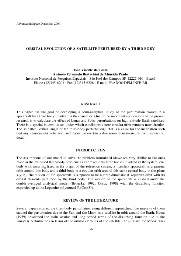 (PDF) Orbital Evolution of a Satellite Perturbed by a Third-Body